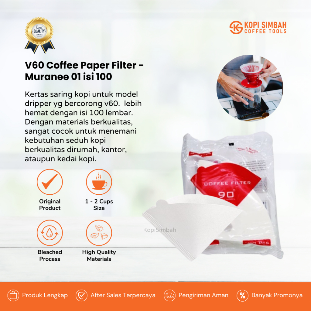 Paper Filter V60 Coffee MURANEE 01 Contents 100 Sheets Filter Paper ...
