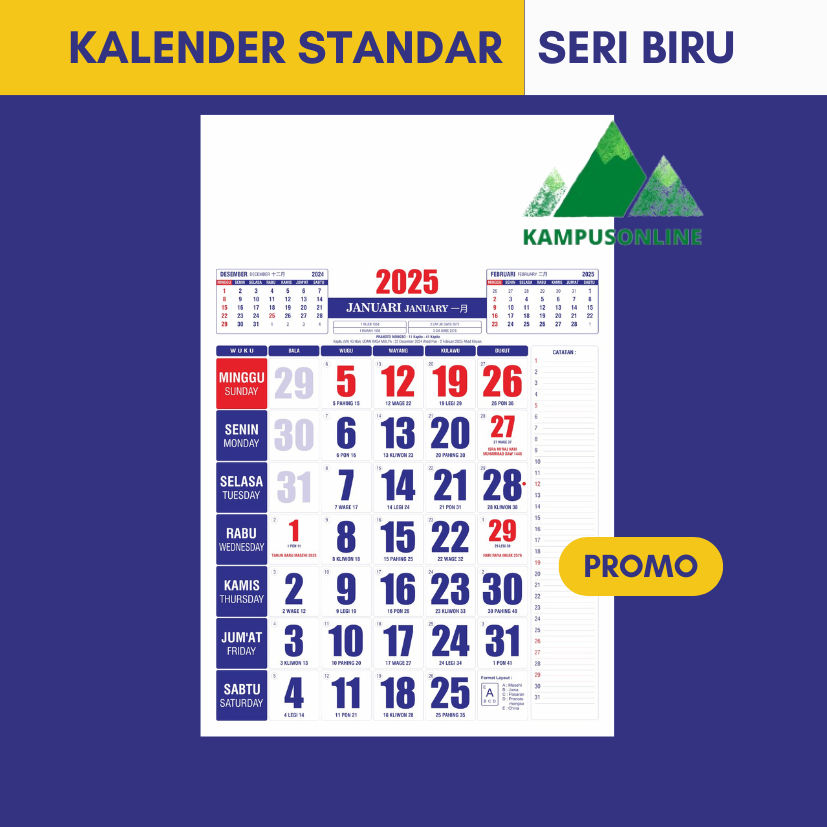 2025 WALL CALENDAR PLAIN 12 SHEETS BLUE SERIES | Shopee Malaysia