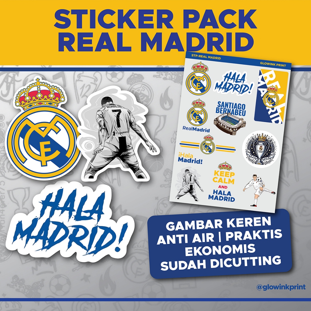 Real Madrid Sticker Pack, Real Madrid Sticker, Motorcycle Sticker, Car ...