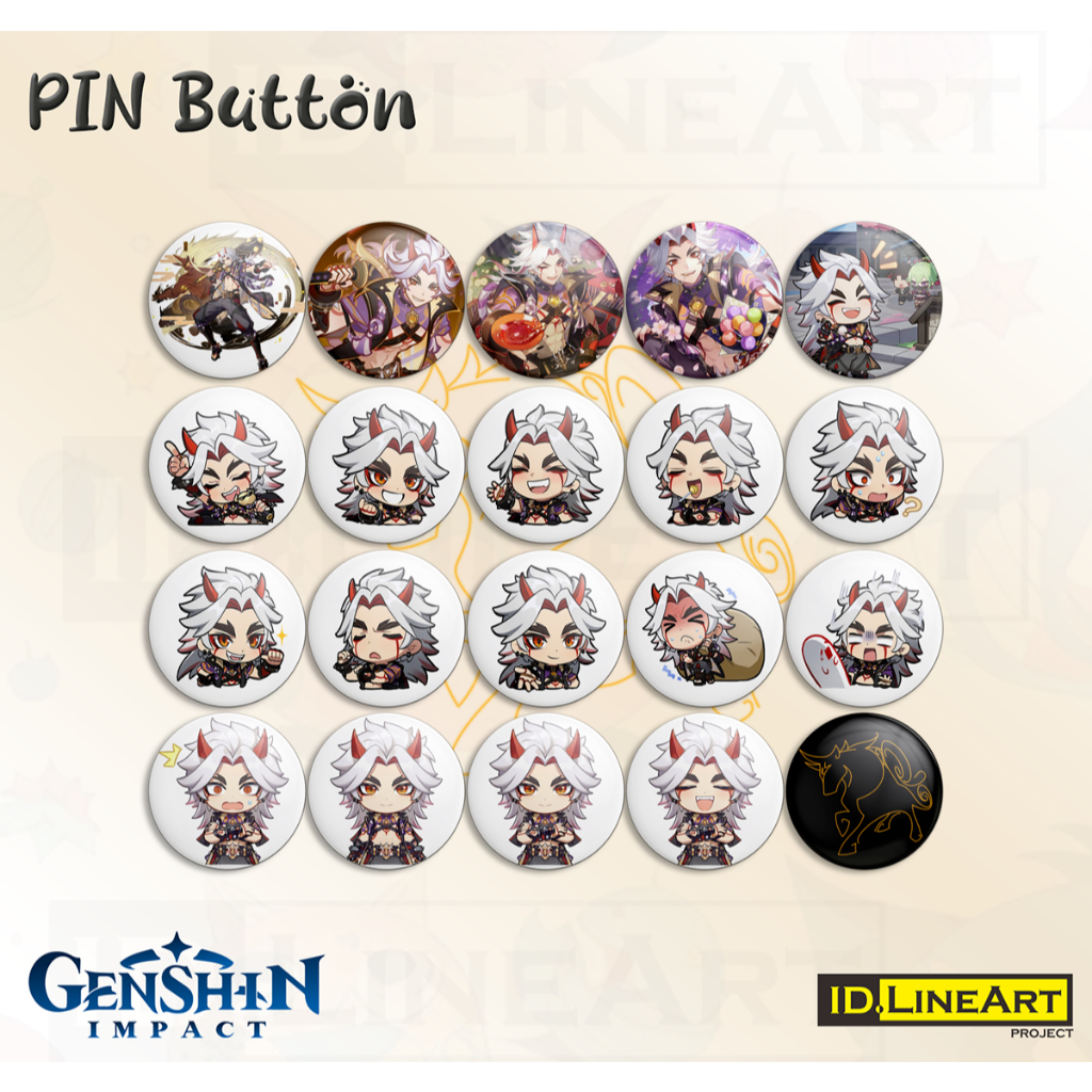 Arataki ITTO GENSHIN IMPACT Pin Button Pin Plastic Brooch Size 44mm ...