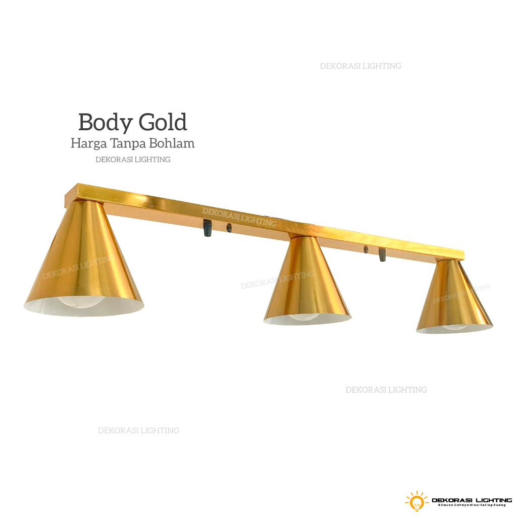 HITAM 90cm long ceiling lamp, minimalist decorative shade, Gold Black ...