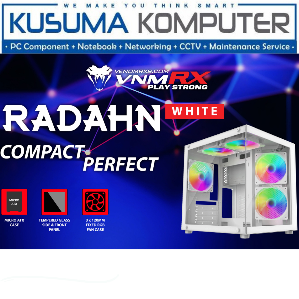 Venomrx RADAHN White Casing + 3 Fan rgb Micro ATX PC Gaming Case ...