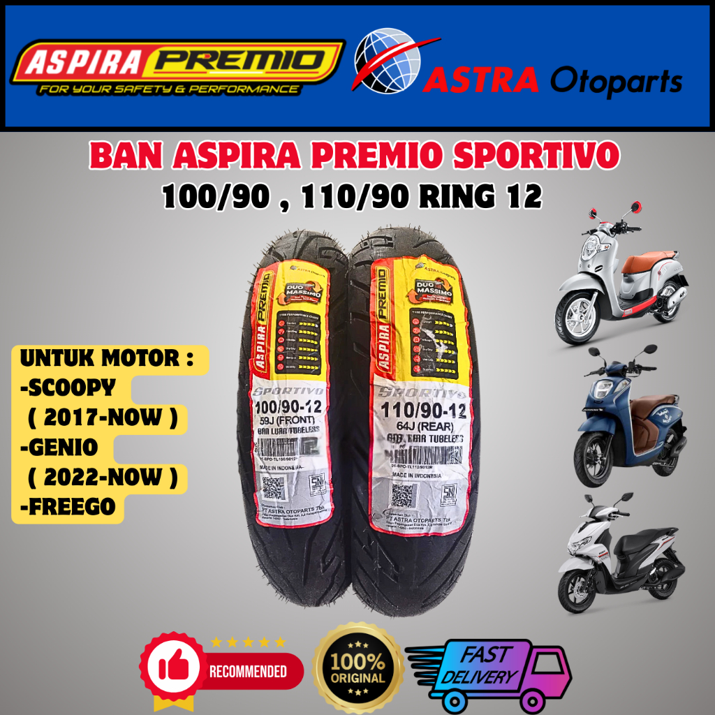Front & REAR OUTER TIRE FOR SCOOPY MOTORCYCLE NEW DONAT, GENIO NEW, FREGO ASPIRA PREMIO 100 90 ...