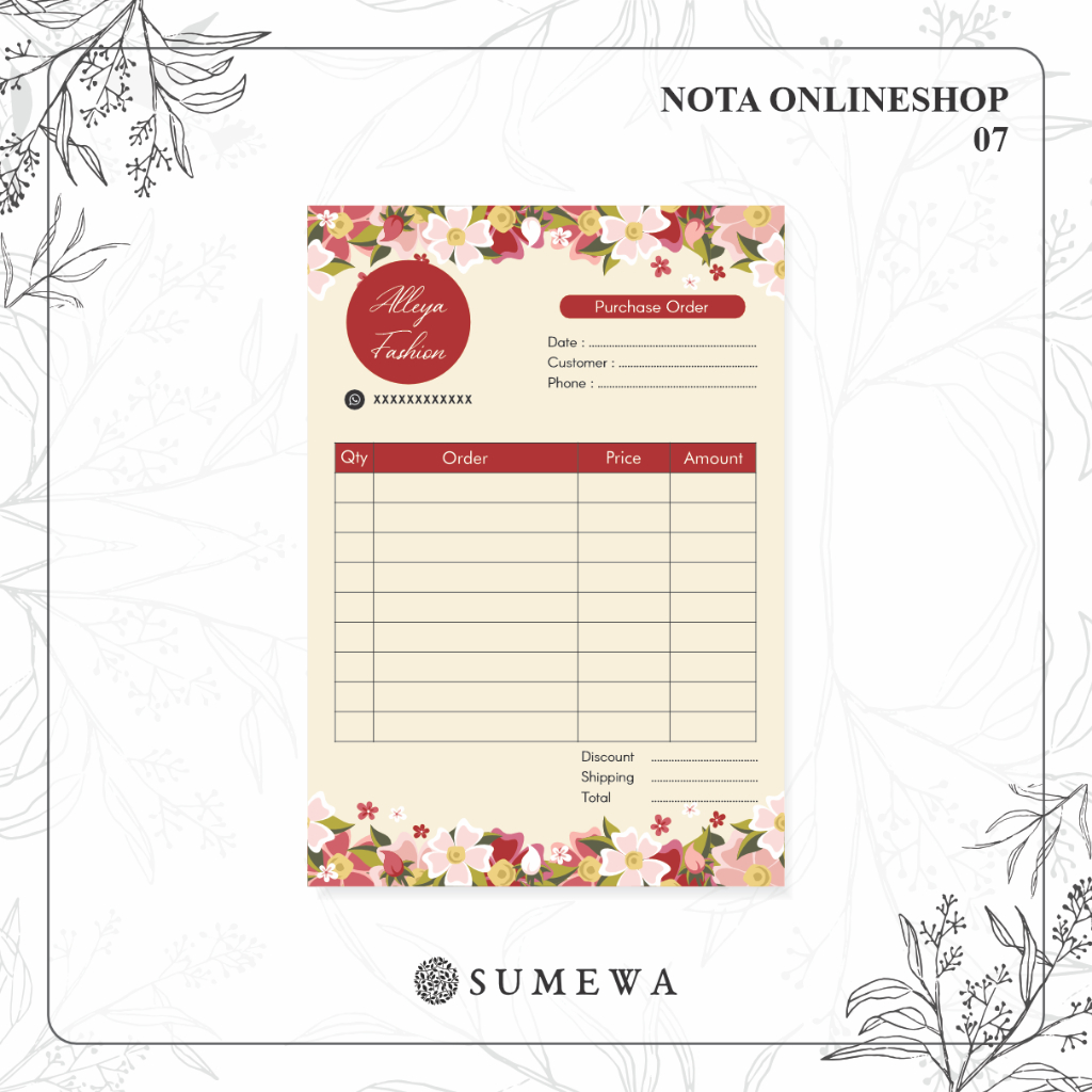 Onlineshop Notes / Purchase Notes / Order Notes / Order Notes / Invoice ...