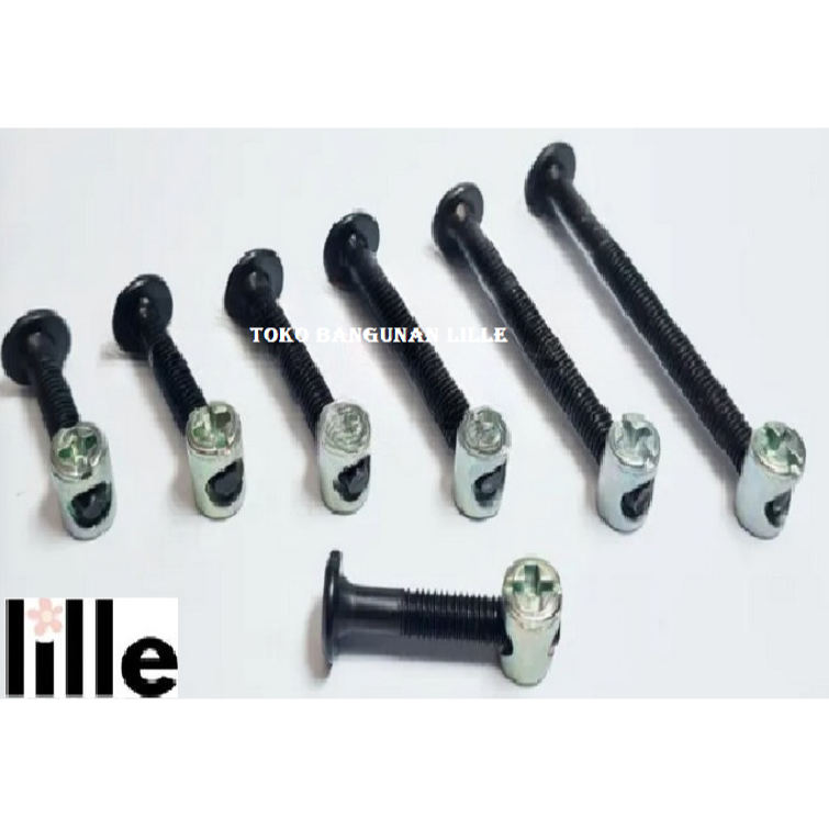 HITAM Jcbc M Bolt Nut Package 6 x 80 mm Black Knock Down Bolt Install ...