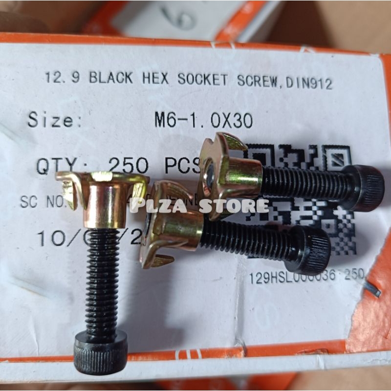 Claw nut bolt M6x30 full thread stainless steel for speaker box black ...