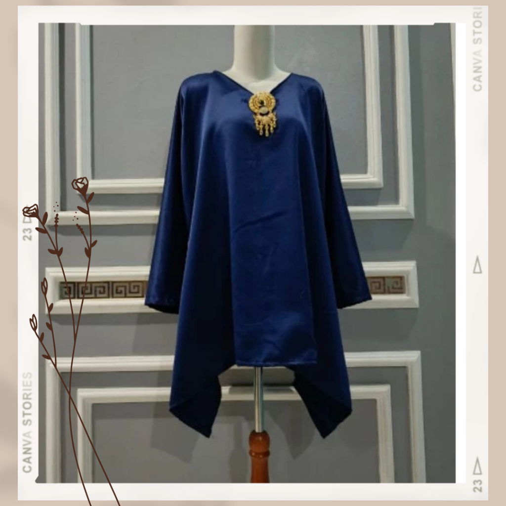 Batwing plain Satin Blouse BETWING BAT Top KEBAYA Satin SHIMER simer Batwing Jumbo LD 150 Fit to ...