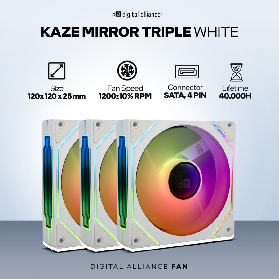 Digital Alliance Fan Casing 12cm Kaze Mirror Triple Fan 120mm ARGB 3in1 ...