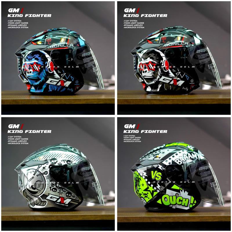 Gm KING FIGHTER SINGLE VISOR LIGHT SMOKE HELMET - GM KING FIGHTER MOTIF | Shopee Malaysia