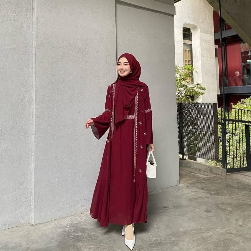 HITAM MERAH PUTIH Anes gamis busui dress Turkish Abaya Premium Jumbo ...