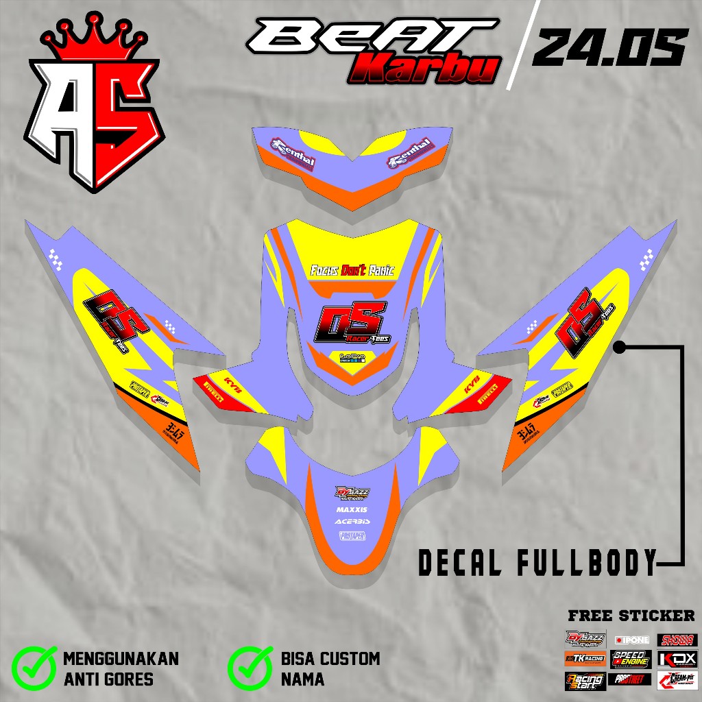 Honda Beat Karbu Variation Decal Sticker 2008 2009 2010 2011 2012 ...