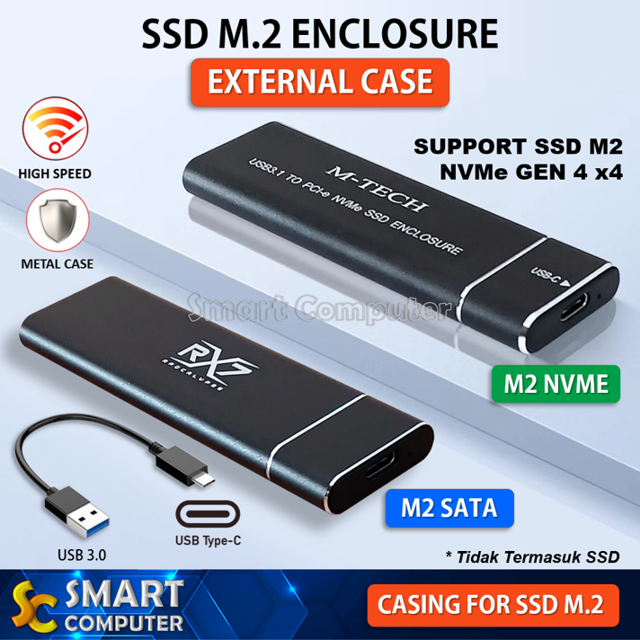 Casing External SSD M.2 NVMe PCIe / M.2 SATA NGFF Type C / USB 3.0 ...
