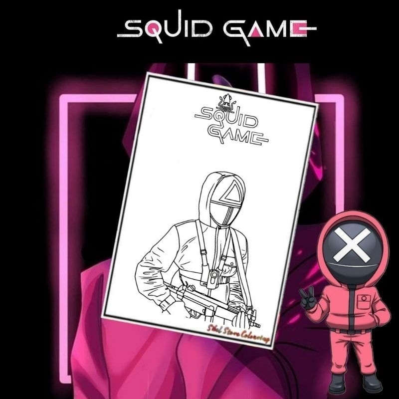 Squid Game Collection Theme Children's Coloring Drawing Paper (13 ...