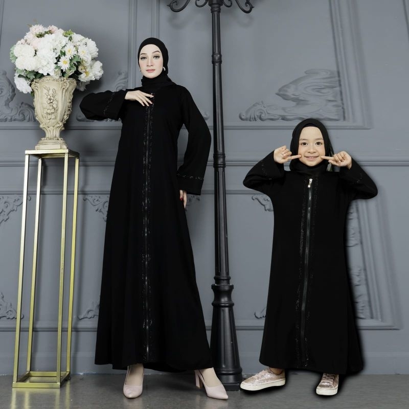 HITAM Abaya MUZIA GAMIS SYARI MUSLIMAH ABAYA BLACK ZIPER BLACK | Shopee ...