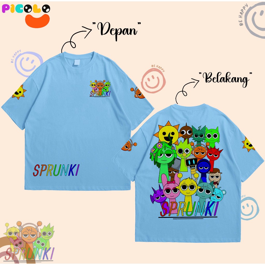 Oversize T-SHIRTS FOR BOYS AND GIRLS SPRUNKI ANIMATED CHARACTER MOTIF ...
