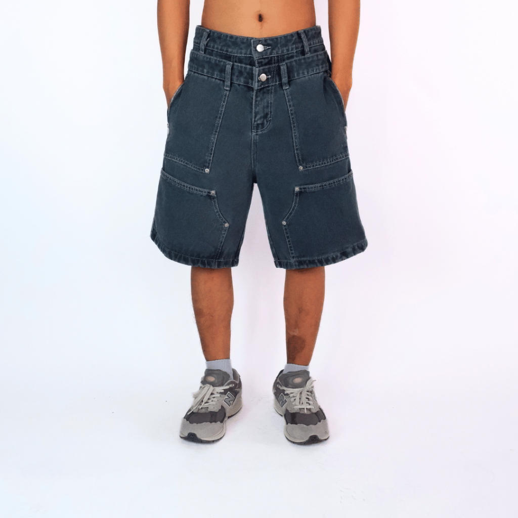 2timestoo Double Knee Jorts - Washed Black | Shopee Malaysia