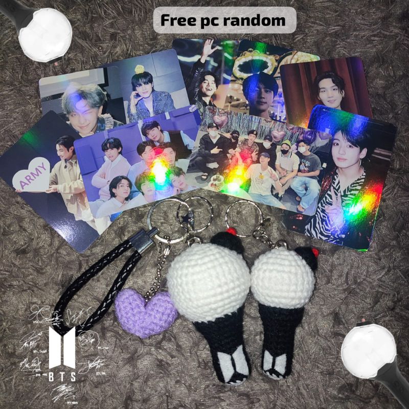 GANTUNGAN (REALPIC) Army bomb BTS knitted keychain/key chain (FREE PC ...