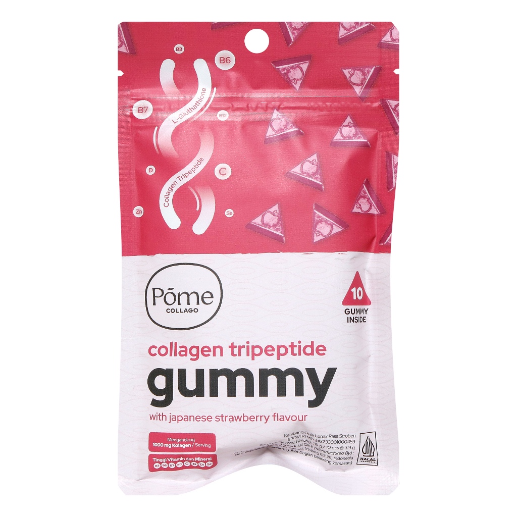 Pome COLLAGEN TRIPEPTIDE WITH JAPANESE STRAWBERRY FLAVOR - 10 GUMMY ...