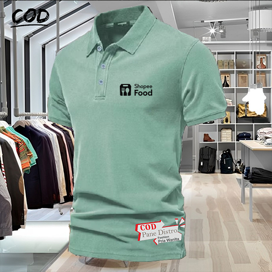 HITAM Distro Polo Shirt with Shopee Food Logo Black Premium Quality Top ...