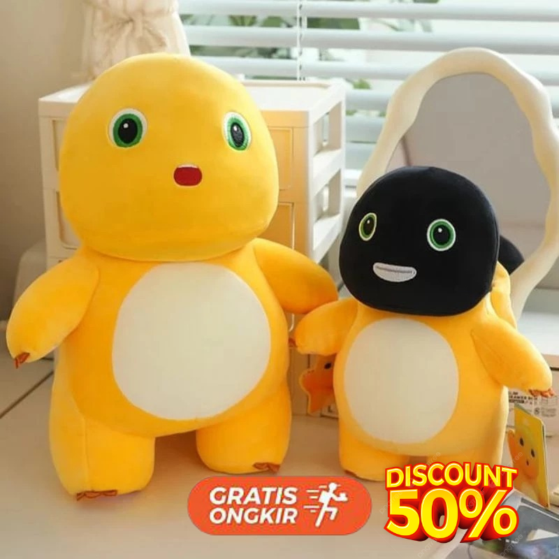 HITAM Premium Black Face Changing MINISO Yellow Dino Nailong Doll ...