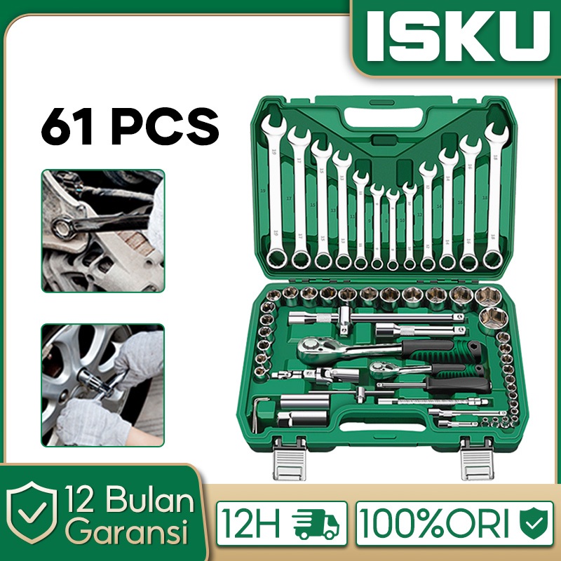 MATA Isku Shock Wrench Set 61 Piece Wrench Ring Wrench Set Auto Tool ...