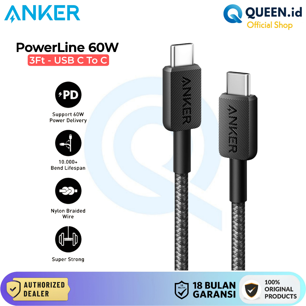 ANKER 322 USB TYPE C To C PD 60W 3A 3ft Super Fast Charging Braided ...
