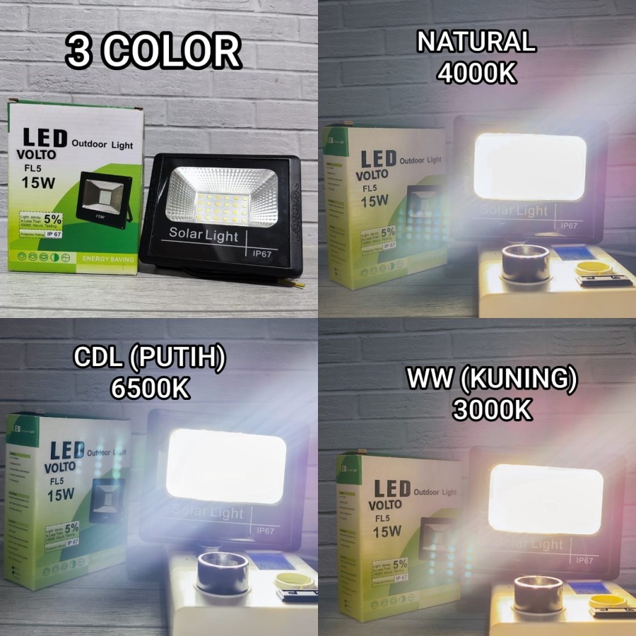 Volto LED SPOTLIGHT FLOOD LIGHT 15W TRICOLOUR 3 COLORS IP67 | Shopee ...