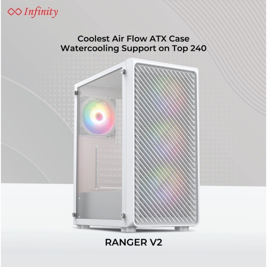 Casing INFINITY RANGER V2 WHITE ATX Temper Glass Mid Tower Gaming Case ...