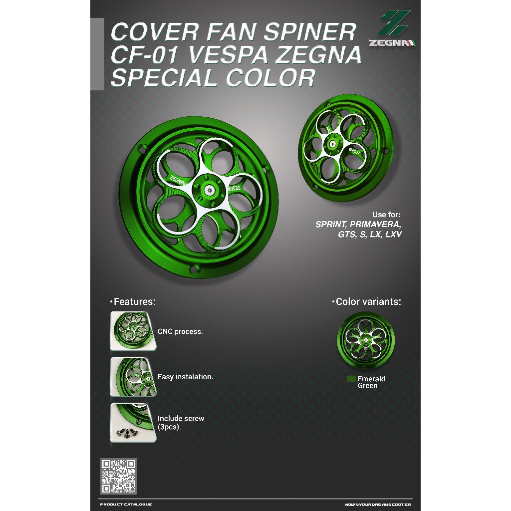 Cnc Spinner Fan Cover Vespa Sprint Primavera GTS S LX LXV Special Color ...