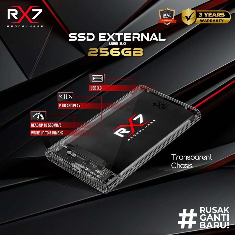 Official SSD EXTERNAL / PORTABLE / ENCLOSURE RX7 256GB USB 3.0 | Shopee ...