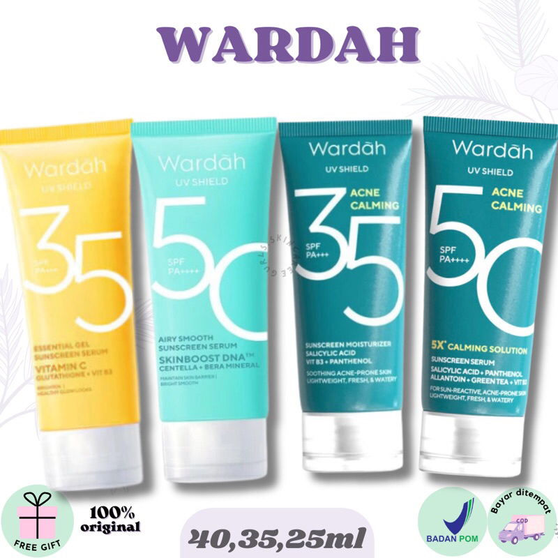 Wardah UV Shield Sunscreen SPF 35 SPF 50 - Airy Smooth, Essential Gel ...