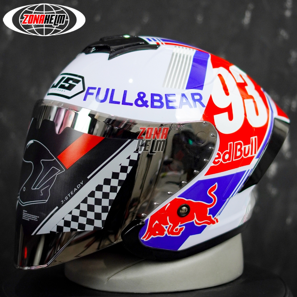 Original JS ARMOR Motif Mark 93 White Half Face Helmet | Shopee Malaysia