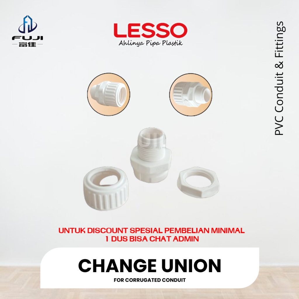 Lesso PVC Conduit Change Union / Nut / Pipe Connection 20mm | Shopee ...