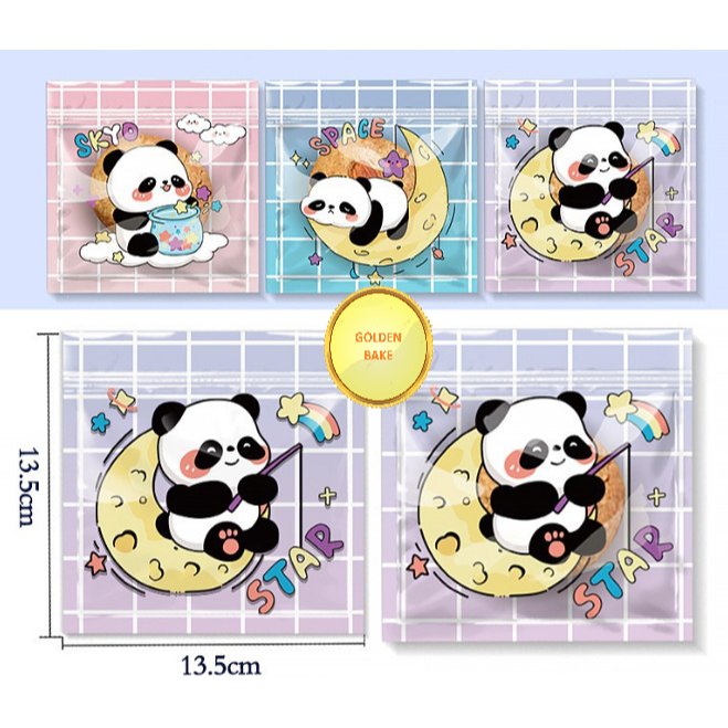 Gbake 50pcs plastic ziplock cookies with PANDA motif 13,5cm x 13,5cm ...