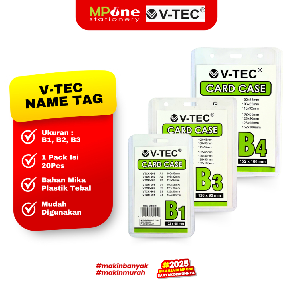 (1 PACK) V-TEC Name Tag Mica Plastic Size B1, B3, B4 / Mika Card Case / Name Tag Container B1/B3 ...