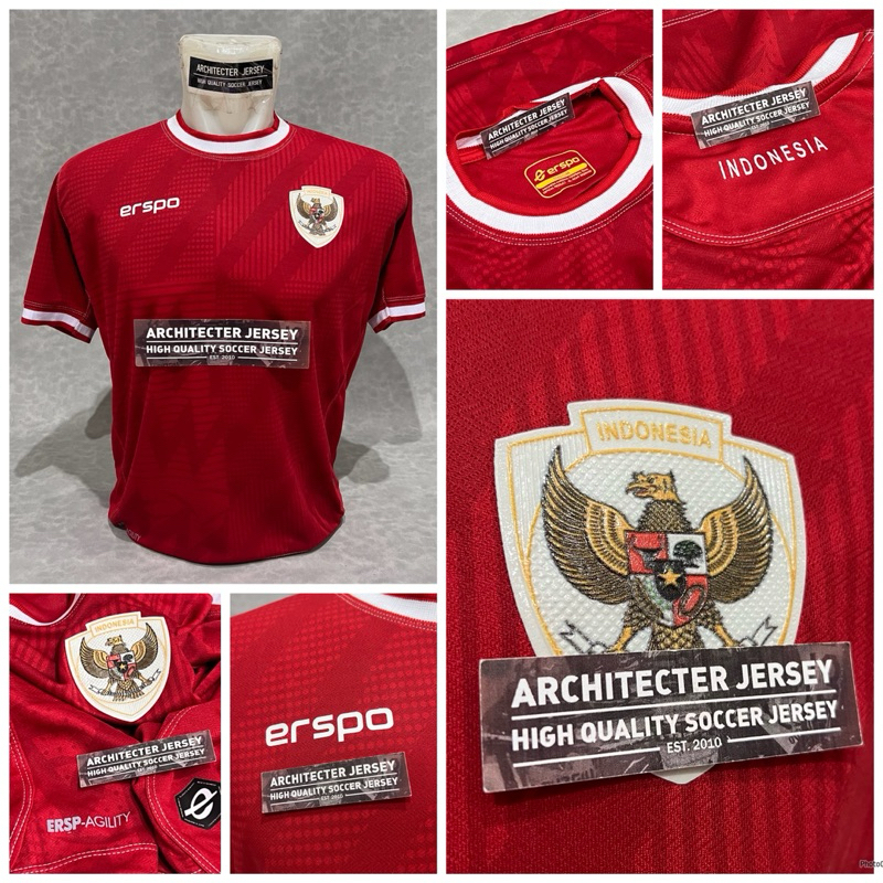 MERAH [Logo Plat] Indonesian National Team Football Jersey Home Erspo ...