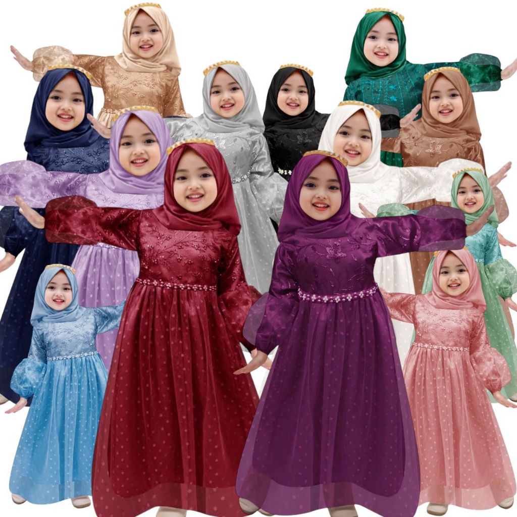PUTIH Meliana Girls Dresses 2-11 Years / Robes/Girls muslim Clothes ...
