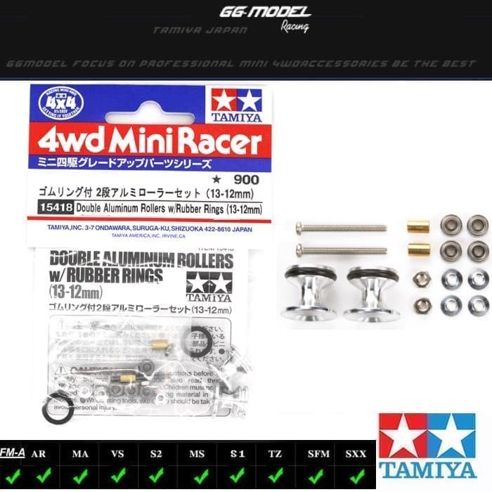 Tamiya 15418 DOUBLE ALUMINUM ROLLER W/RUBBER RINGS 13-12MM | Shopee ...