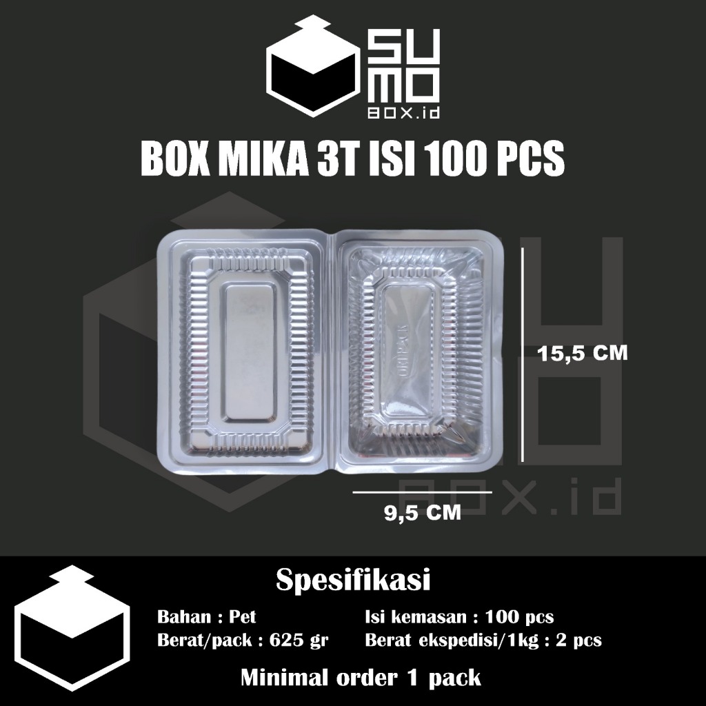 3T size Plastic Mica Box contains 100pcs / Snack Bread Cake Food Box ...