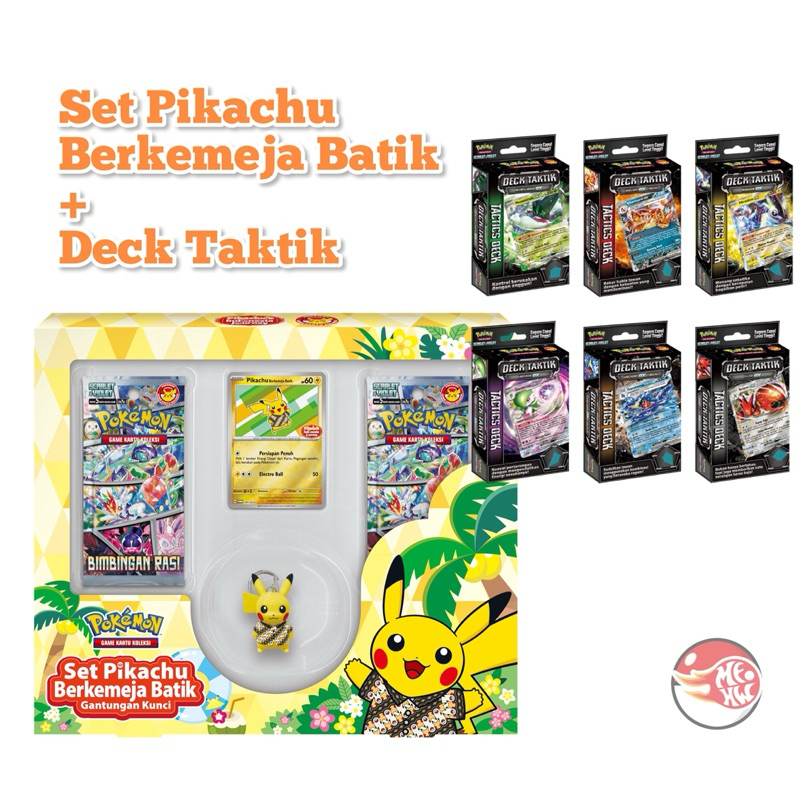Limited Pikachu Set with Batik Shirt + Tactic Deck | Shopee Malaysia