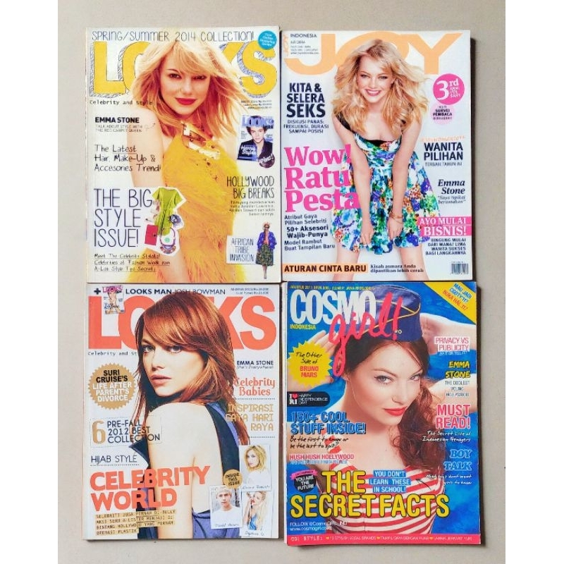 Package Of Four Emma Stone Cover Magazines (Looks, Joy, CosmoGirl ...