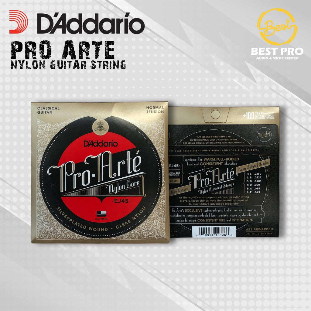D'addario PRO ARTE NYLON CORE EJ45 NYLON ACOUSTIC GUITAR STRINGS ...