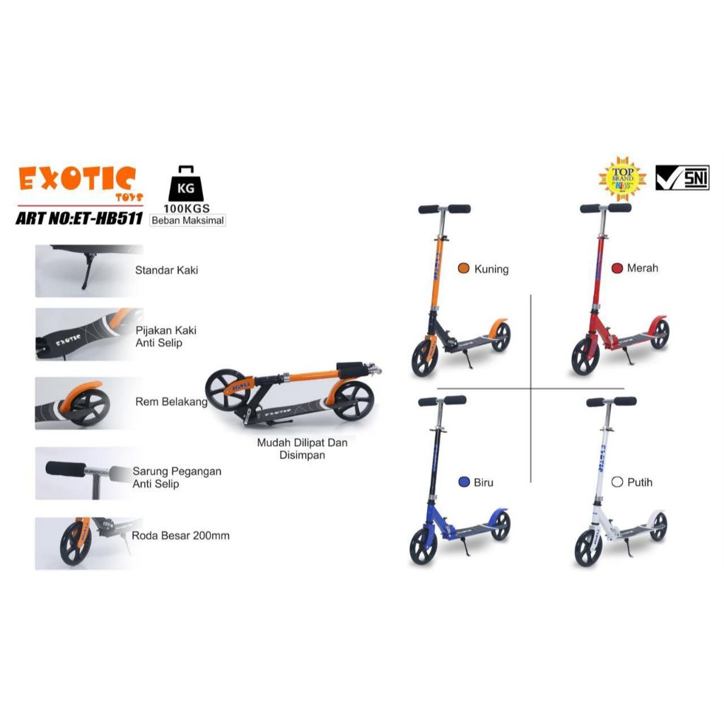 Exotic Scooter ET HB 512 513 Foldable Two-Wheel Scooter | Shopee Malaysia