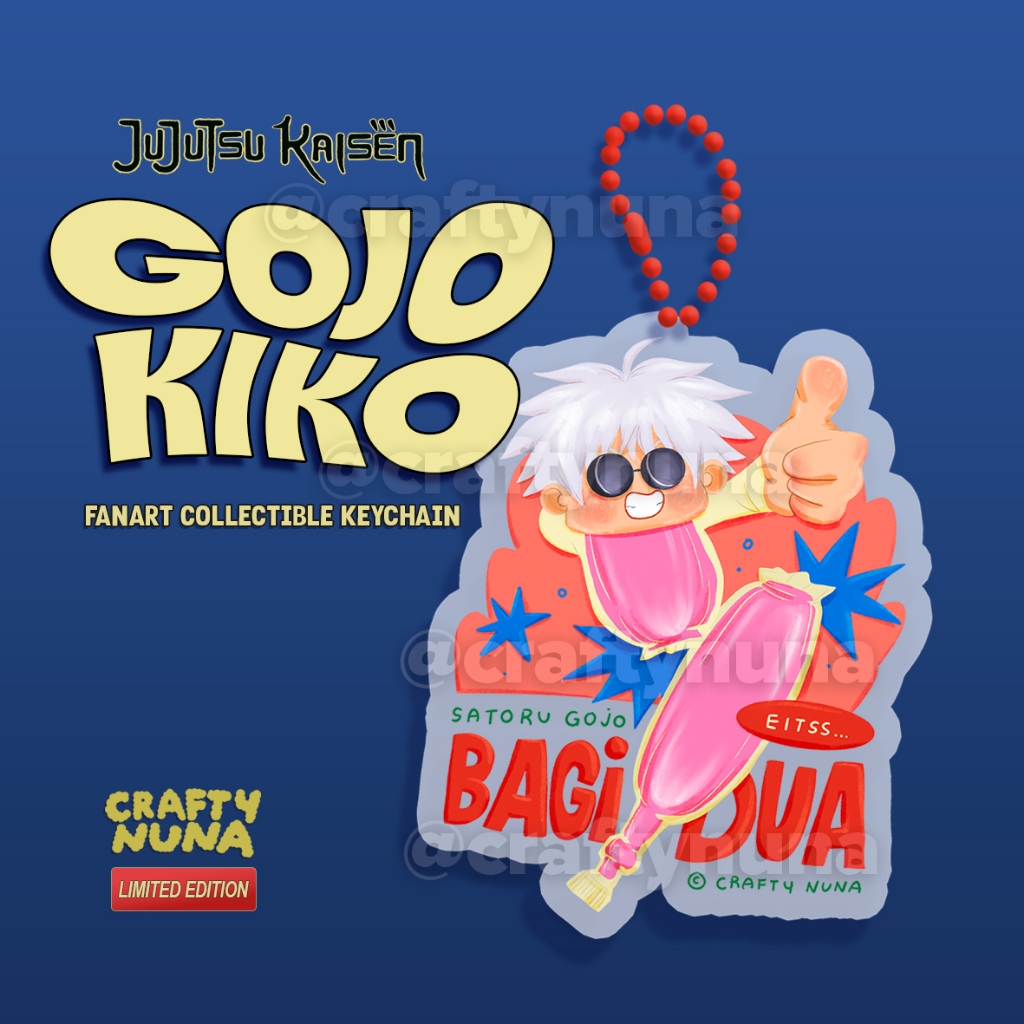 GANTUNGAN Jujutsu KAISEN - GOJO KIKO FANART keychain acrylic sticker ...