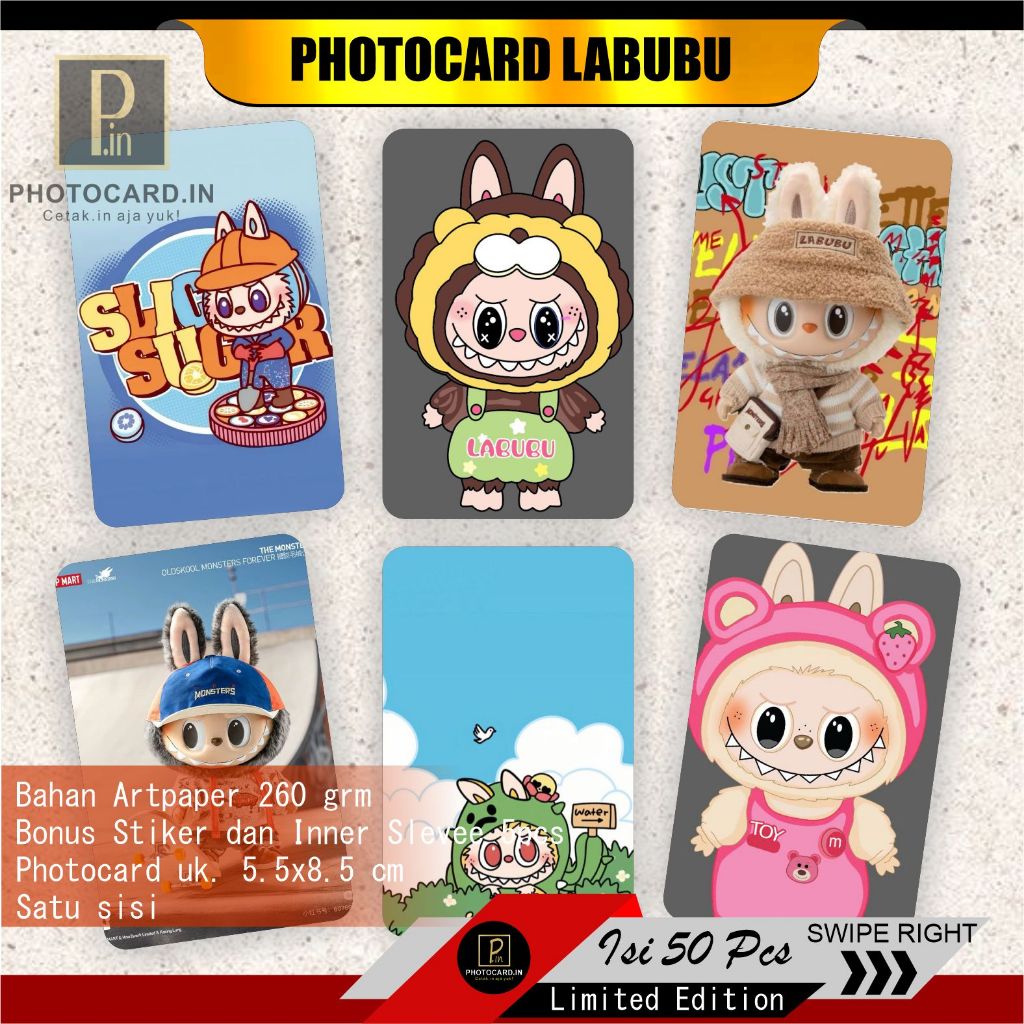 Photocard Labubu Contents 50pcs (Free Sticker And Inner (5pcs Series ...