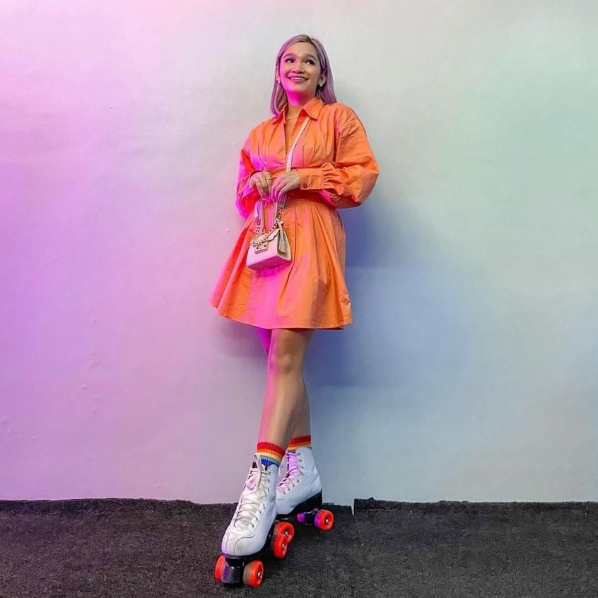 Saf - ORANGE cotton mini dress long sleeve woman premium / korean ...