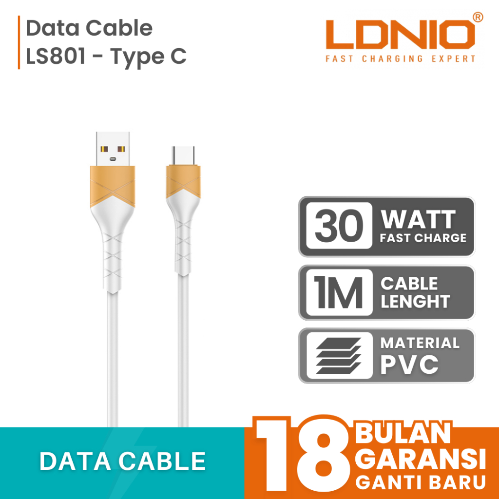 Ldnio LS801 TPE Data Cable Fast Charger 30W Type C Length 1 Meter ...