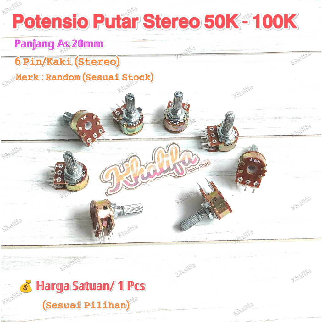 Stereo Rotary Potentiometer 50K 100K B50K B100K Potentio Rotary ...