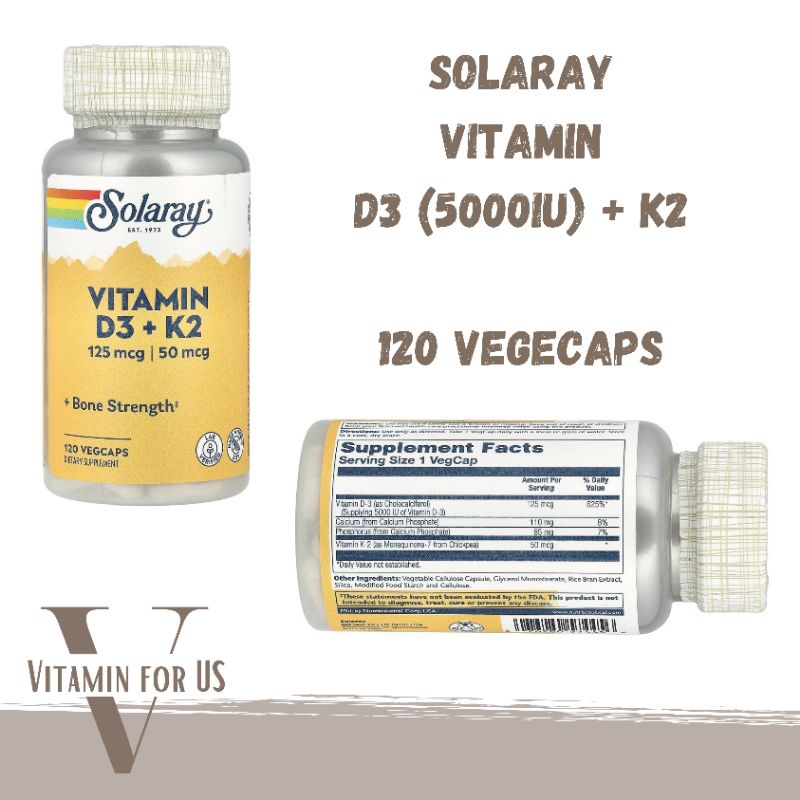 Solaray Vitamin D3+K2 (5000iu) | Shopee Malaysia