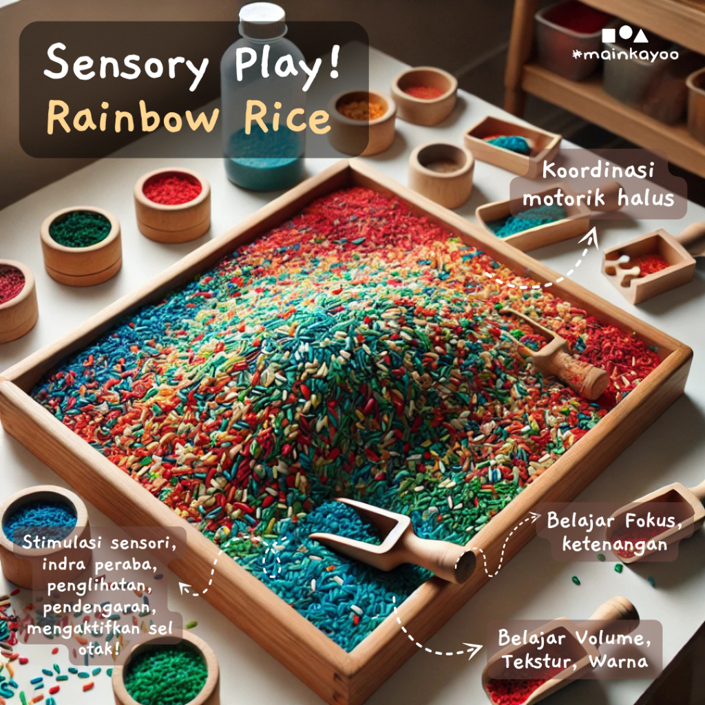 Sensory Play - Rainbow Rice - Montessori Sensory Toy Color Rice ...